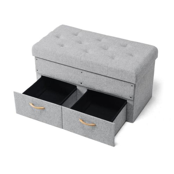 【商品名】　サンワダイレクト 収納スツール ベンチ 折りたたみ 引き出し付 耐荷重100kg 2人掛け 座面取り外し 足置き 収納 グレー 150-SN 【商品説明】　・?V???v???f?U?C??????[?@?￥????????{?...