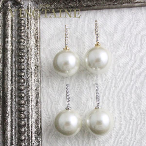 シンプルなシルエットだけど、艶めきが美しい大粒のパールで存在感たっぷりなピアス。お顔周りをぱっと明るくしてくれるので、特別な日のお出かけにもぴったり♪キラリと煌くキュービックジルコニアの縦シルエットが大人っぽさを引き立ててくれます。サイズ▼...