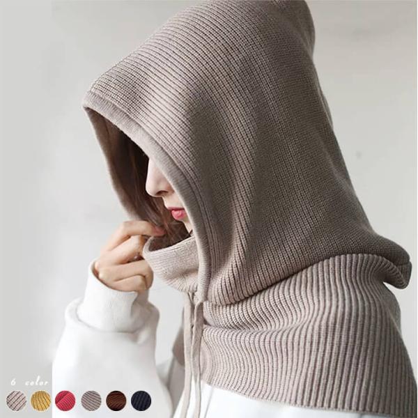 大流行中！大きめニット バラクラバ ネックウォーマー ユニセックス ネックウォーマー マフラー 帽子 ぼうし  防寒 暖かい あったかグッズ マフラー 男女兼用  韓国風 ランキング【送料無料】