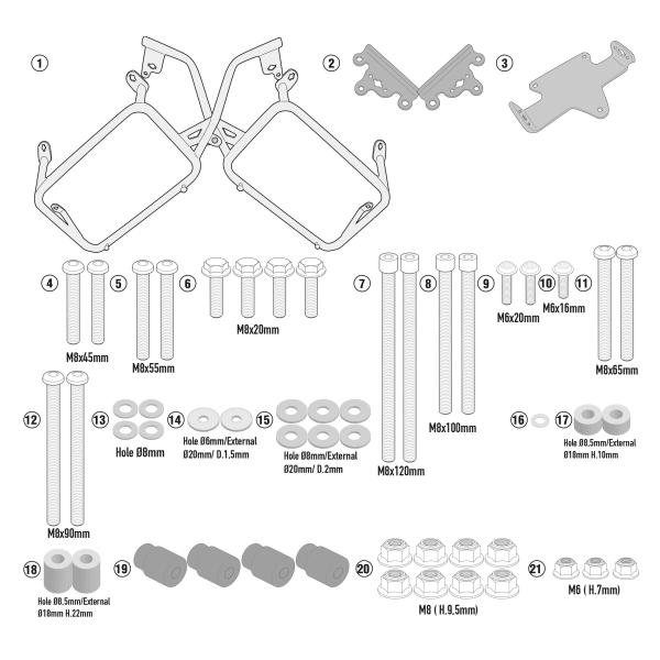 Triumph Tiger 900 用　GIVI社製のトレッカーアウトバックが装着できるCAMチューブラパニアホルダー商品装着画像はイメージです