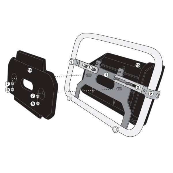 GIVI社製のS250ツールボックス(別売） が装着できる汎用チューブラホルダー用キット汎用　PL**** PLR**** PL****CAM PLR****CAM　各パニアホルダーに対応商品写真はイメージです