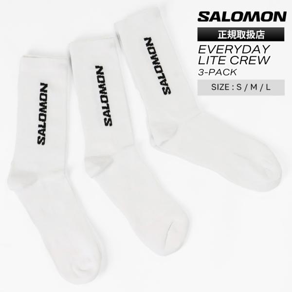 サロモン SALOMON ソックス EVERYDAY LITE CREW 3-PACK 3足セット メンズ レディース 靴下 2026年春夏新作 2026SS ロゴ S/M/L ホワイト LC2911600 | ブランド [正規取扱店]【キ...