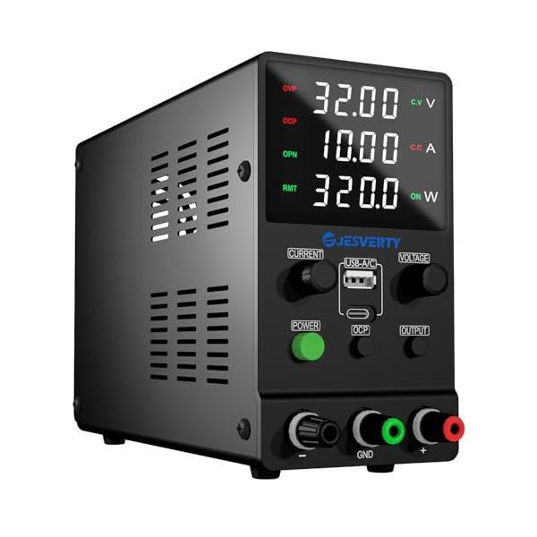 ?【高精度エンコーダーノブ】：JesvertyのSPS-Mベンチ電源は、従来の可変抵抗器による粗調整ノブと微調整ノブからエンコーダーノブにアップグレードされ、希望の電圧と電流をより便利に設定できます。 ! エンコーダーノブを押して、設定した...