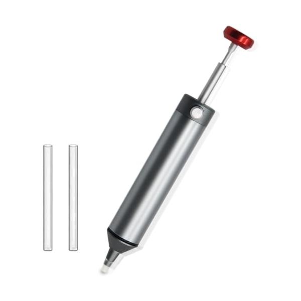 セット内容：3点セット、はんだ吸取器1個＋予備シリコンチューブ2本。耐久性：はんだ吸取器は金属製で、壊れやすいプラスチックよりも丈夫で過酷な使用にも耐性があり、高品質の材料で作られているため、長持ちし、信頼性の高い性能を発揮し、はんだ付け作...