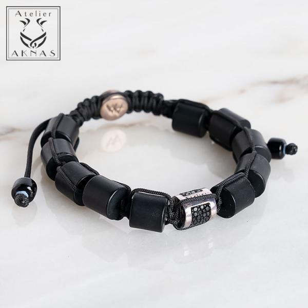 ガルーシャとシルバーと天然石のコンビブレスレット