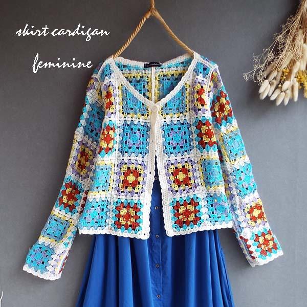 商品説明〓〓〓〓〓〓〓〓クロシェ　カーディガンカラフルな色合いが可愛い夏の羽織もの冷房対策、日焼け対策夏の必需品使い勝手の良い商品ですTシャツ、キャミワンピースの上から軽く羽織ったり、夏のトップスとしておしゃれなアイテムになりこれからの季節...