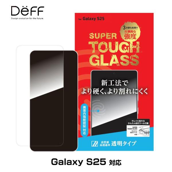 Galaxy S25 用 画面内指紋認証対応ガラスフィルム「SUPER TOUGH GLASS for Galaxy S25」「SUPER TOUGH GLASS」は、普段使いに便利な透明タイプのスクリーンプロテクターです。厚さ0.25mm...