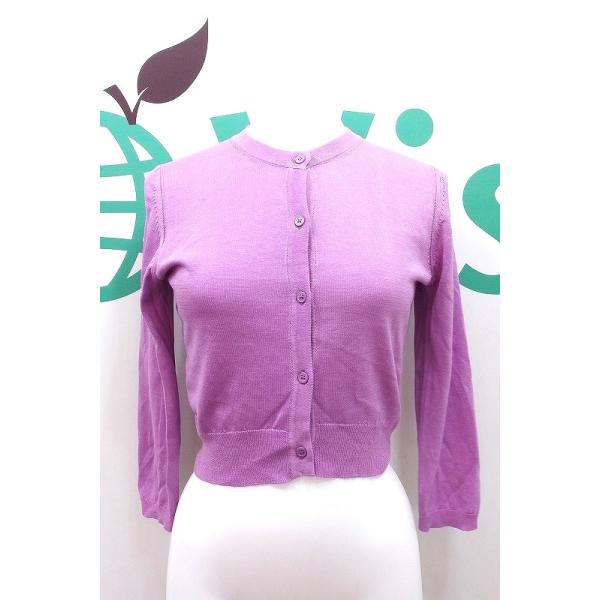 【商品名】スノビー・シープSNOBBY SHEEP　シルクコットン 7分袖カーディガン 【カラー】パープル【サイズ】サイズ表記 ： 38・ 肩幅31(平置) ・ 身幅40 ・ 袖丈44 ・ 着丈43【素材】画像参照【季節の目安】夏物【コンデ...
