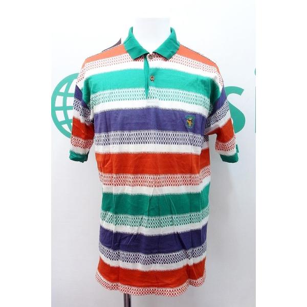 【商品名】GOOSEY’S　イタリア製 マルチボーダー 半袖シャツ 【カラー】グリーン系【サイズ】サイズ表記 ： M/50・ 肩幅51(平置) ・ 身幅55 ・ 袖丈24 ・ 着丈72【素材】画像参照【季節の目安】春夏【コンディションレベル...