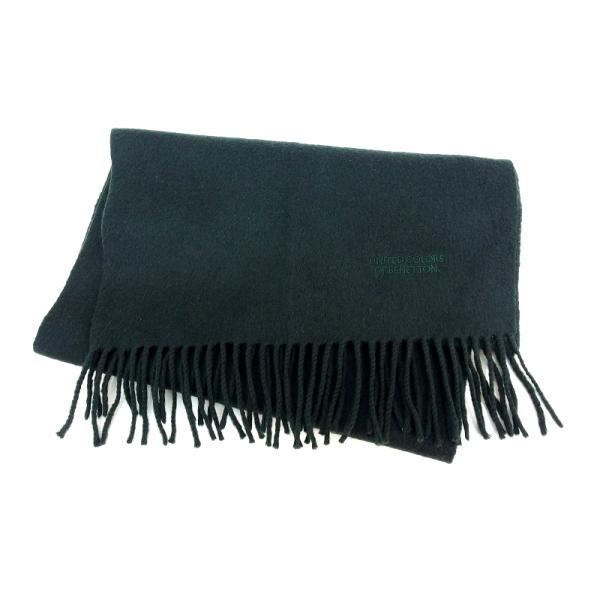 BENETTON ベネトン【商品名】マフラー 【カラー】ダークグリーン【サイズ】長さ 130ｃｍ（フリンジ除く）*幅 30ｃｍ【素材】確認出来ず（ウールかと思われます。）【コンディションレベル】A・（良品） [全体］目立つ箇所や場所にキズや...