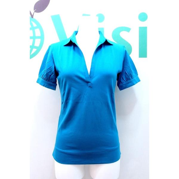 REBONDIR ルボンディール【商品名】スキッパー 半袖シャツ カットソー 【カラー】ブルー【サイズ】サイズ表記 ： M・ 肩幅36(平置) ・ 身幅42 ・ 袖丈19 ・ 着丈58【素材】画像参照【季節の目安】春夏【コンディションレベル...