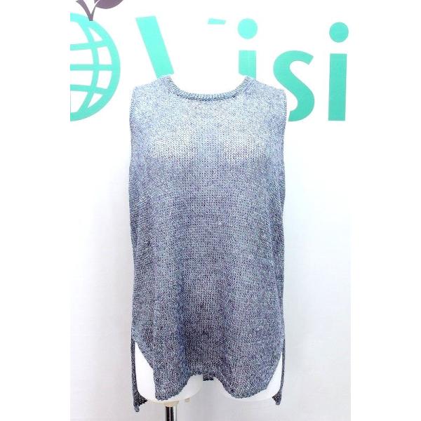 BASILE28 バジーレ・ベントット【商品名】リネン混 ノースリーブ ミックスニット 【カラー】パープル系/緑・白【サイズ】サイズ表記 ： 9・ 身幅47(平置) ・ 着丈66【素材】画像参照【季節の目安】春夏【コンディションレベル】AA...