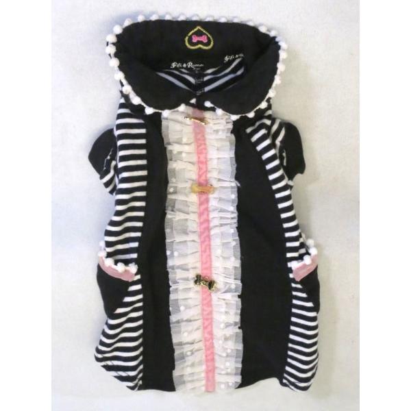 【商品名】Fifi&amp;Romeo フィフィ＆ロメオ ボーンボタンチャーム ドッグウェア　ワンピース レース 【カラー】ブラック/ピンク【サイズ】 長さ ・30cm（背中）・23cm（お腹）*高さ ・12cm（前）・15cm（後ろ）【素...