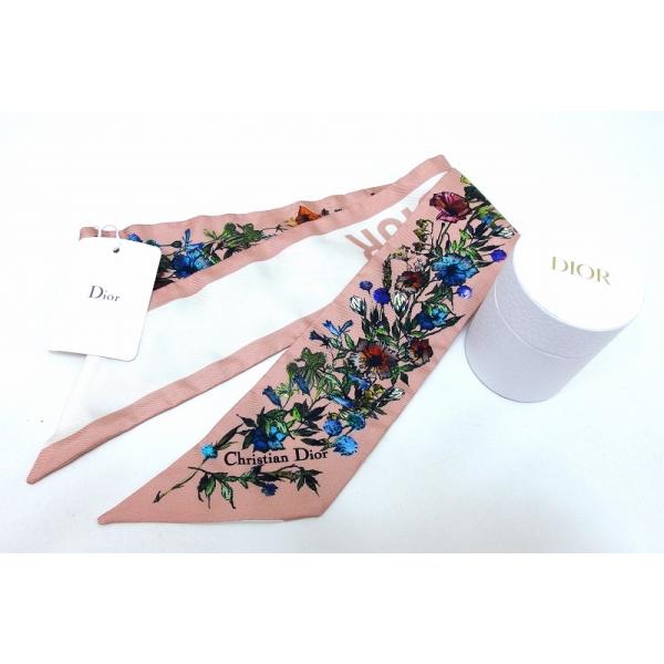 Christian Dior クリスチャンディオール【商品名】ミッツァ シルク リボンスカーフ 花 フラワー柄 MILLE FLEURS 15MIF106/611【カラー】ピンク【商品説明】ロゴ × 花柄プリント【サイズ】長さ ・105ｃｍ...