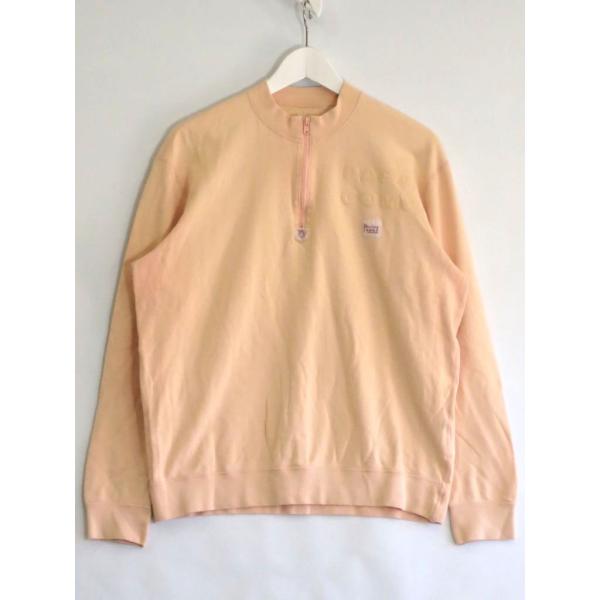 Papas パパス【商品名】ハーフジップ　長袖薄手スウェット　コットン100％ MANIERE DE HEMING D0471UTR007A【カラー】サーモン【サイズ】サイズ表記 ： ・M身幅(平置) ・57 ゆき丈 ・84.5 着丈 ・6...