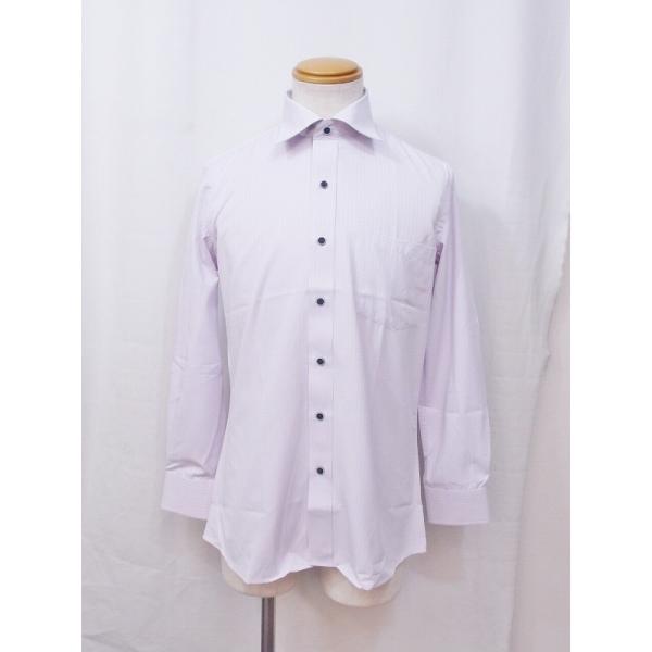 【商品名】Salvatore Benito　長袖シャツ 【カラー】ライトパープル【サイズ】サイズ表記 ： 表記タグなし・ 肩幅41(平置) ・ 身幅51 ・ 袖丈59 ・ 着丈71・ 首周り 40cm【素材】ポリエステル70％　綿30％【季...
