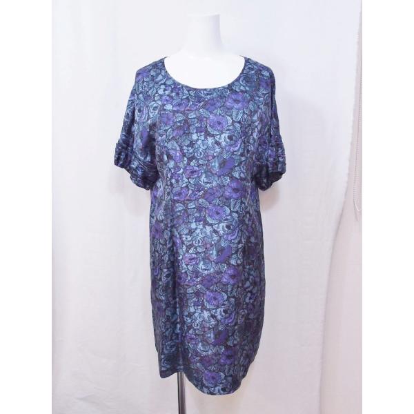 【商品名】La TOTALIT? 　半袖ワンピース　フラワー　裏地なし 【カラー】パープル系【サイズ】サイズ表記 ： 表記なし・ゆき丈39 ・ 身幅41.5 ・ 着丈82【素材】絹100％【季節の目安】春夏【コンディションレベル】AAA・（...
