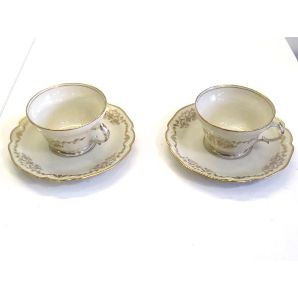 【商品名】リモージュ ユーリム＜レア＞　カップ＆ソーサー 金彩　2客セット Limoges France Ulim Porcelain Gold 【サイズ】 口径 ・9.5cm高さ ・6cmソーサー経 ・15.7cm【コンディションレベル】...