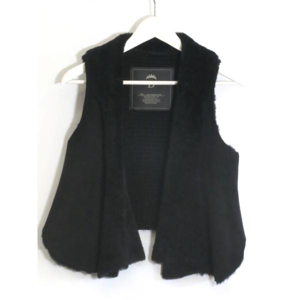 Sov. ソブ【商品名】DOUBLE STANDARD CLOTHING ムートン×ニット　ジレ 【カラー】ブラック【サイズ】サイズ表記 ： ・F肩幅(平置) ・30 身幅 ・41 着丈 ・41.5【素材】・画像参照【季節の目安】秋冬【コン...