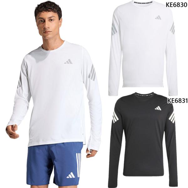 S M L XL KE6831(ブラック) マラソンシャツ ランニングシャツ おしゃれ オシャレ かっこいい メンズ長袖シャツ メンズトップス 男性用 MEN 最安値に挑戦！ adidas
