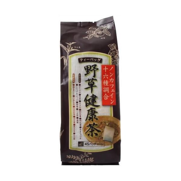 「OSK 十六種調合野草健康茶 ティーバッグ 10g×45袋」は、健康茶類(どくだみ、浜茶、すぎな、枇杷葉、小豆、あまちゃづる、シジュウム(グァバ)葉、柿葉、くま笹、桑葉)に健康穀類(とうもろこし、六条大麦、はだか麦、はと麦、黒大豆、はぶ茶...