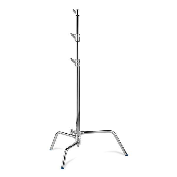 OUTLET： パッケージ不良や生産完了品などの未使用品。1年間製品の基本保証あり。スチール製3段2ライザースタンド。表面はクローム処理。パイプ径はΦ35、30、25mm。脚部はΦ25mm。C-スタンド スライディング 253cm  Jタイプ