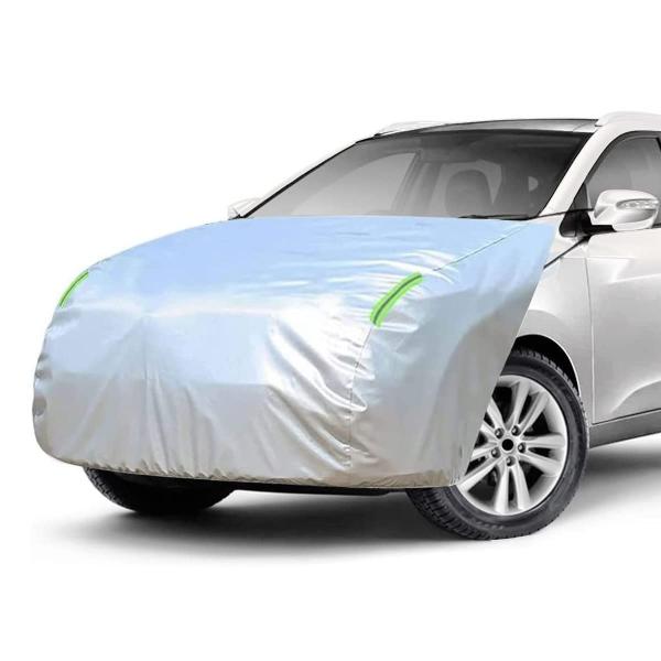 【商品名】　LINFEN ボンネットカバー 防炎フロント保護カバー 車カバー 車載用ヘッドライト 日焼け防止とアンチエイジング 裏側起毛素材で、スパンレ 【商品説明】　・【材質・素材】ポリエステルオックスフォード生地をシルバーコートしていま...
