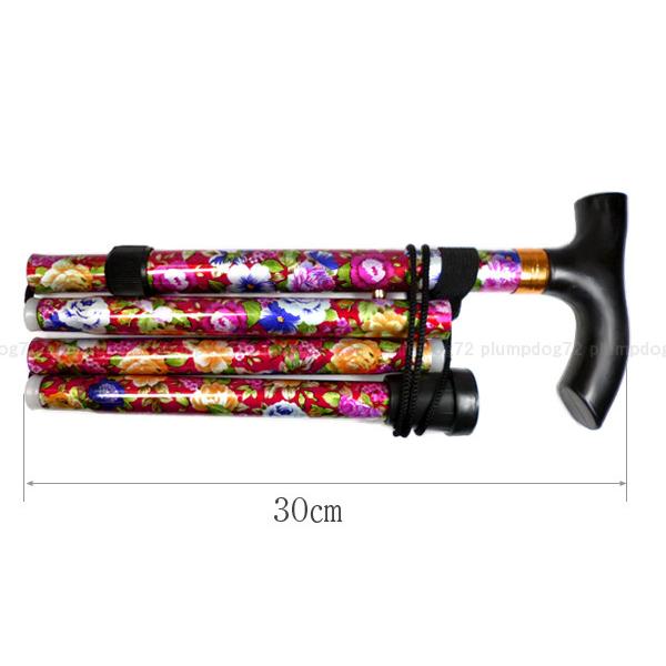■鮮やかな花柄の素敵な折りたたみ伸縮杖です。■4段階折りたたみでコンパクトに収納できます。■組み立ても簡単、スナップピンで長さも5段階調節可能です！■先端ゴム製■全長：約83?93cm、収納時：約30cm■重量：約280g■1本◎輸入品【訳...