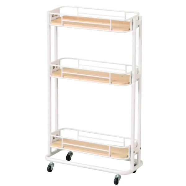 隙間に収まる幅20cmタイプ。キッチンやランドリーなど、場所をとらない省スペース スリムタイプです。●キャスターストッパーなし●隙間にて使用する際は、約22cmの有効寸が必要です。耐荷重:全体:15kg カゴ:5kg商品サイズ:W445×D...