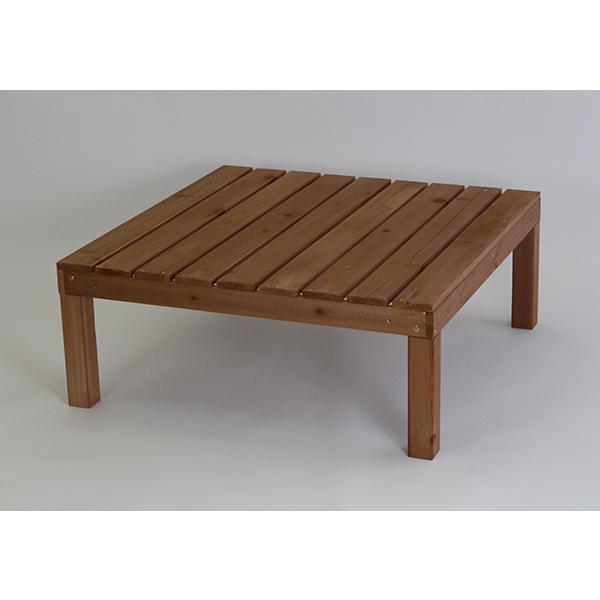 幅900mm×奥行900mm×高さ360mm脚部　57×57×285mmフレーム　57×17mmデッキ板厚17mm耐荷重（天板）200kg構造材：天然木（水性ステイン塗装）