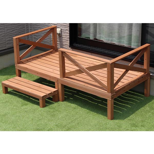 幅1800mm×奥行900mm×高さ360mm手すり（コーナー用・単体用）　860×60×415mmステップ台　860×300×280mm脚部　57×57×285mmフレーム　57×17mmデッキ板厚17mmフェンス込み高さ770mm耐荷重...