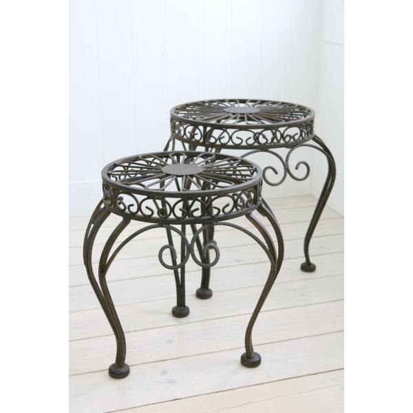 材質：スチール備考：天面サイズ：Ｌ．直径29.5cm、Ｓ．直径25cm色：アンティーク・ブラウン耐荷重：Ｌ．3kg,　S．2kg参考上代：L．￥3200、S．￥2600---------------------------おしゃれ 家具 家...