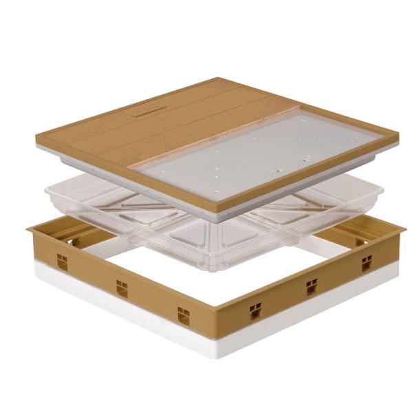 型：断熱型サイズ：600×600 mmタイプ：シート貼り完成品開口寸法：606×606 mmフローリング切断寸法：577.5×577.5 mm色・柄：アイボリー（IV）・ダークブラウン（DB）材質：【断熱フタ】縁材：PP 断熱底フタABS＋...