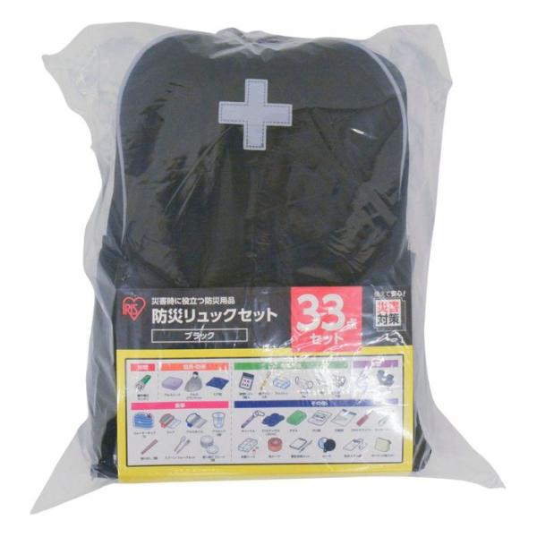 ■素材吸水性ポリマー、消臭剤■原産国中国■採寸33点セット:幅320mm、奥行160mm、高さ430mm特長●すぐに持ち出すべき必要最低限の備えに特化した防災リュック。●避難時にすぐに持ち出すべき必要最低限の備えに特化した、最初の1日間をし...