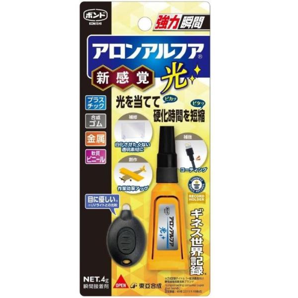 ■素材シアノアクリレート系■原産国日本■採寸4g:硬化時間(23℃)10秒、容量4g