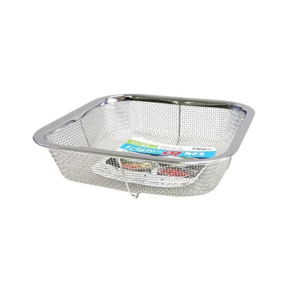 ■原産国日本■採寸16cm:用途料理の下ごしらえや、ちょっとした野菜の水切りに、サイズ（約）D160×W160×H48mm、重量（約）79g、材質18-8ステンレス鋼、メッシュ数12メッシュ、形状角浅型