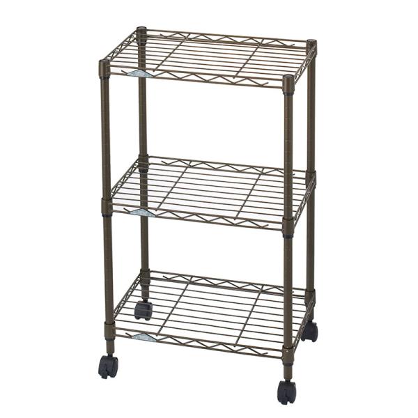 仕様型番:LCR45-3外形寸法（約）: 幅45.5cm×奥行29.5cm×高さ76cm棚板有効内寸: 幅45.5cmX奥行29.5cmポール径：19mm耐荷重（全体）: (約)90kg耐荷重（棚板1枚）:(約)30kg色柄: ブラウン素材...