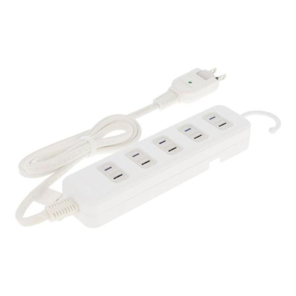 ■原産国中国■採寸1.0m:定格15A　AC125V、コード長1m、口数5個口、フック耐荷重約1.5kg　※フック部分にかかる耐荷重になります。、使用温度範囲0℃〜＋40℃