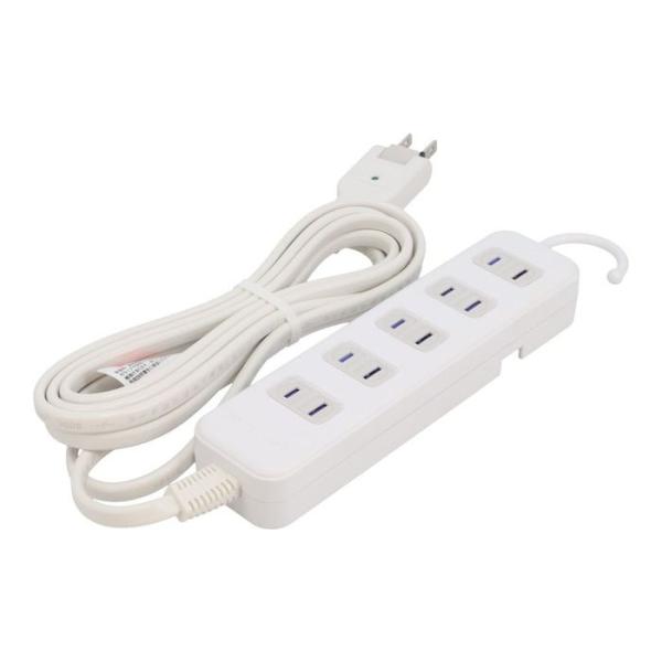 ■原産国中国■採寸3.0m:定格15A　AC125V、コード長3m、口数5個口、フック耐荷重約1.5kg　※フック部分にかかる耐荷重になります、使用温度範囲0℃〜＋40℃