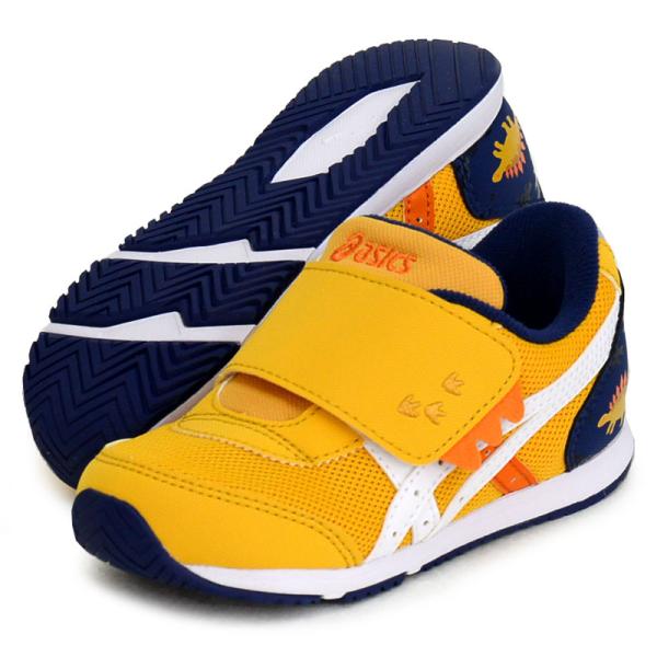 asics アイダホ BABY KT-ES 5  扇形のつま先部分は足ゆびをのびのびと動かすことができ、踏ん張りやすいのが特徴です。アウターソールは、足の屈曲位置に合わせて溝を配置した「フレックスグルーヴ」を採用。足の動きにしなやかに追従し...