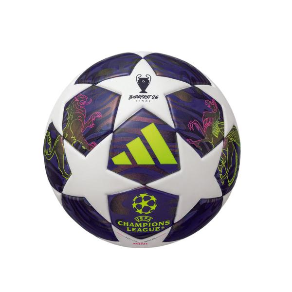 adidas フィナーレ ブダペスト ミニUEFA Champions League 2025-2026 ノックアウトフェーズ公式試合球 レプリカミニボール■人工皮革■直径約13cm（1号球程度）■ホワイト×パーブル