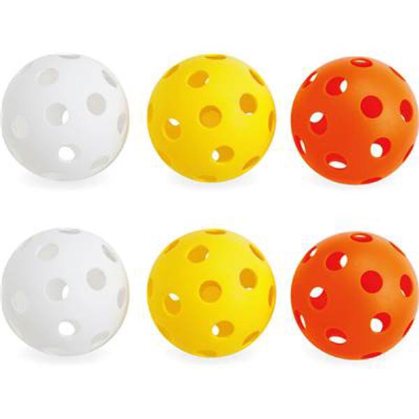 素材：ポリエチレン（ハードプラスチック）サイズ：９２ｍｍ重さ：約３８g用途：ティーバッティング、トスバッティング、室内練習用内容量：オレンジ・イエロー・ホワイト各２個（合計６個入り）