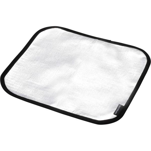 ガス器具や調理器具からの輻射熱や吹きこぼれを防ぎます。ジュニアサイズのカセットコンロやカセットボンベタイプのシングルバーナーにも使えます。素材：表生地/アルミ蒸着シート、裏地/アラミド繊維サイズ：（約）３３０×３００ｍｍ原産国：中国