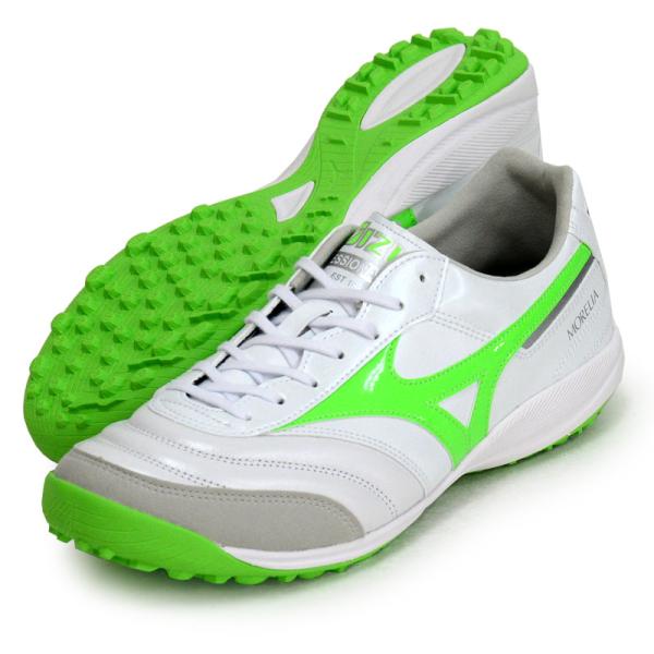 MIZUNO モレリア SALA ELITE TFノーマルステッチを採用した、天然皮革モデル。■甲材：人工皮革・天然皮革（ウォッシャブルカンガルーレザー）■アウトソール：合成底 ■カラー：37：スーパーホワイトパール×ネオングリーン■サイズ...