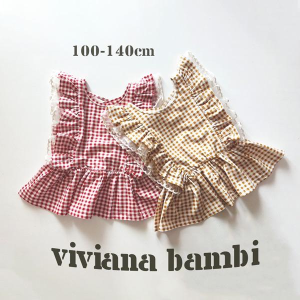 ■素材:綿 　　　95%  　 ポリウレタン　　5％　　 ■サイズ：100 110 120 130 140 150 ブロックチェックが可愛いチェックフリルチュニック。タイトデニムやショートパンツとの相性抜群の1枚です。100cm：着丈39c...