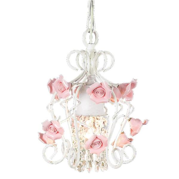 ブランド名:ムーラ商品名:1灯シャンデリア Tendre (タンドル)型番:OF-010-1素材:ガラス、スチール、セラミック（バラの花パーツ部分）本体サイズ(約):H280×φ230mm、※ガラスパーツを含む、カップとコード以外のサイズカ...