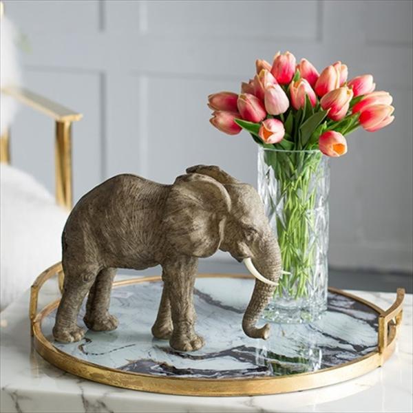 アニマル エレファント 置物 ゾウ 【サイズ(cm)】33X13X25.5【材質】51.5% Calcium Carbonate　45% Polyesternare　1.5% Paint　1% Plastic　1% Hardener/Acc...
