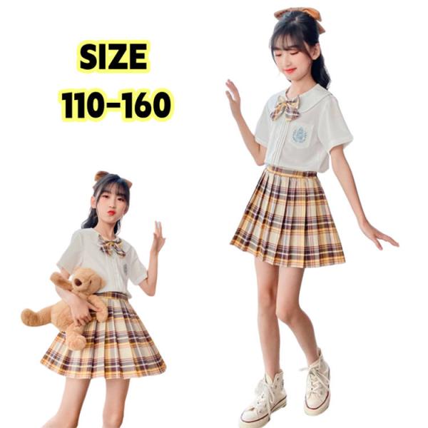 子供服 セットアップ 夏 韓国子供服 女の子 ジュニア キッズ 上下セット 2点セット 半袖 Tシャツ ミニスカート チェック柄 可愛い おしゃれ 通学着 通園着ブランド名：VIVISHOW標登録番号：第５９１０５４０号2点セット：Tシャツ...
