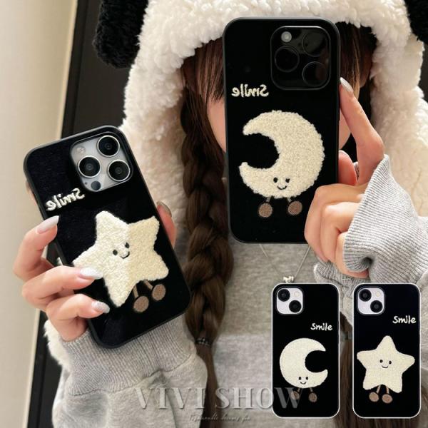 スマホケース iphone17 ケース 韓国 iphone16 ケース iphone15 ケース 携帯ケース   もこもこ 秋冬 スマイル ニコ モノトーン    ポイント利用ブランド名：VIVISHOW商標登録番号：第５９１０５４０号■素...