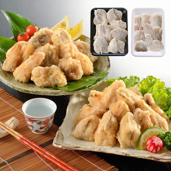 身が柔らかくプリッとした食感のあんこう唐揚げと、しろさばふくを使用したふく唐揚げのセットです。三方を海に囲まれた水産都市下関を代表するふくとあんこう。それぞれの持つ旨味・食感を唐揚げとして味わっていただけます。